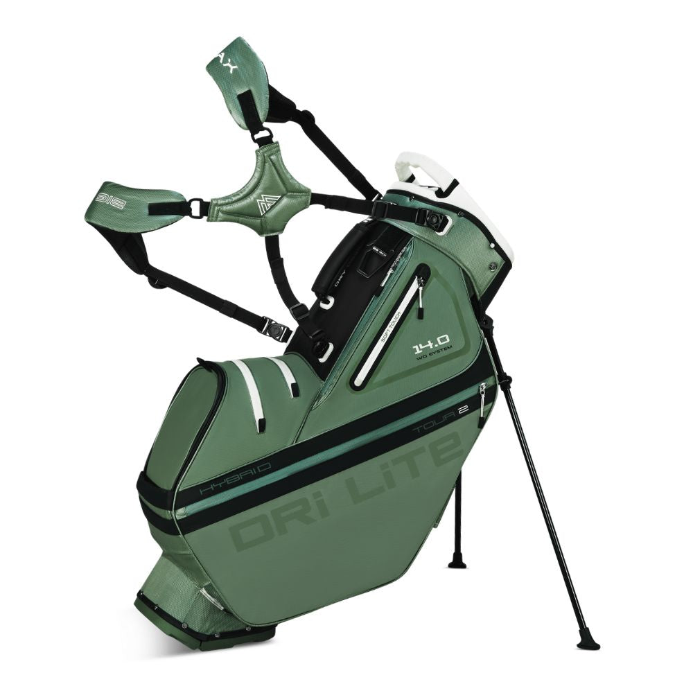 Big Max Dri Lite Hybrid Tour 2 Golf Stand Bag 2025 - Olive Green / Bla ...